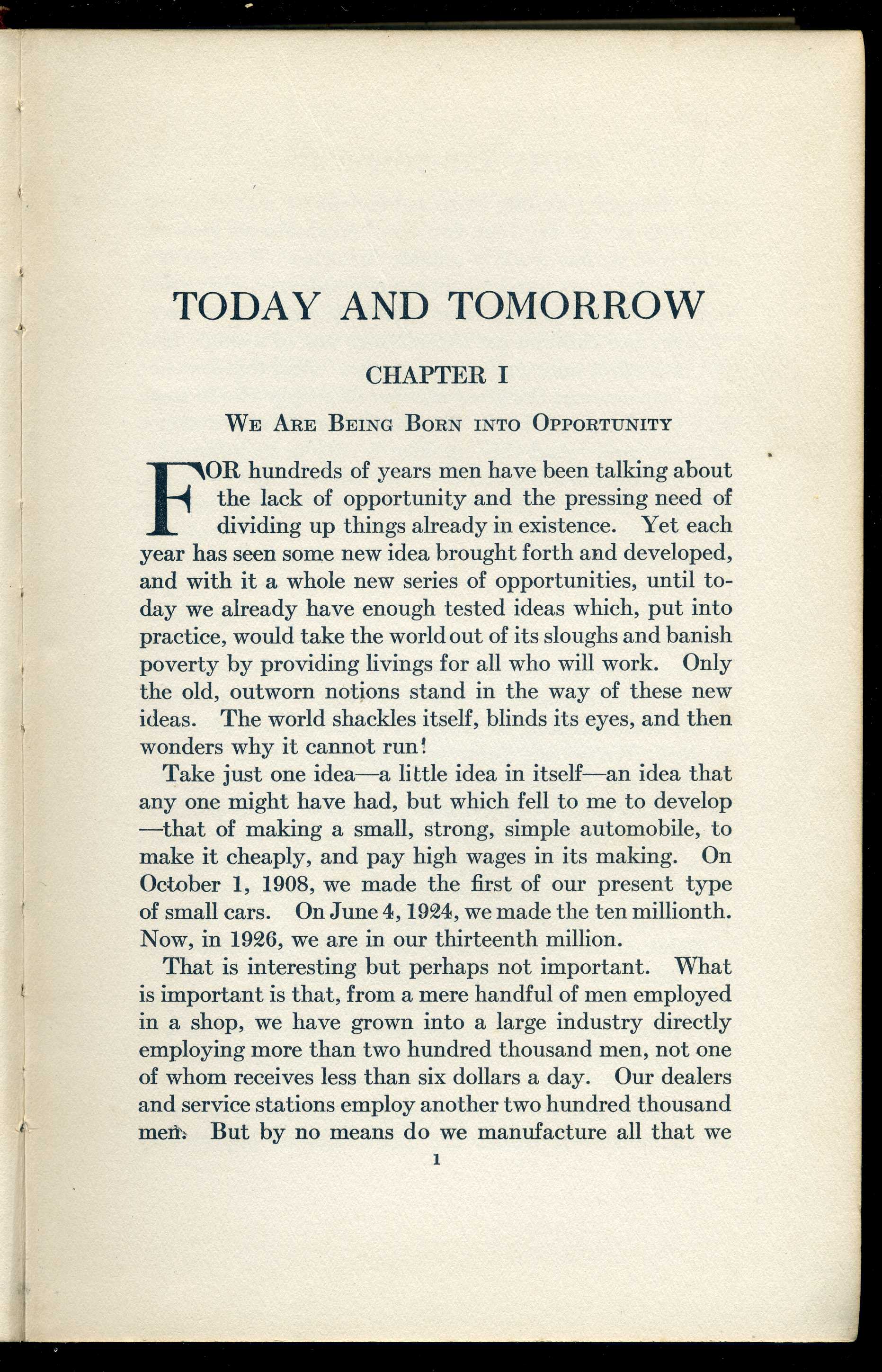 Today and Tomorrow by Henry Ford: Fair Hardback (1926) First UK Edition ...