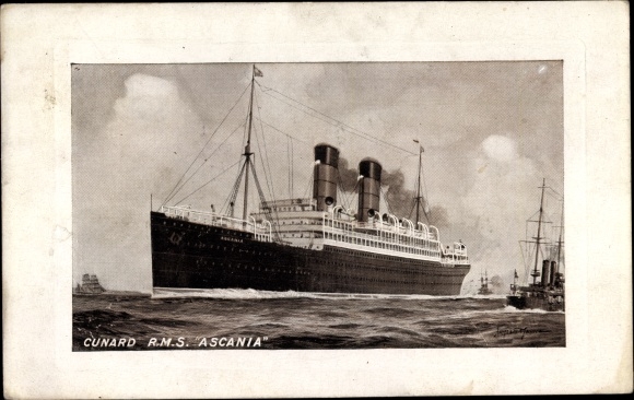 Ansichtskarte / Postkarte Dampfer RMS Ascania, Cunard Line: Manuskript ...