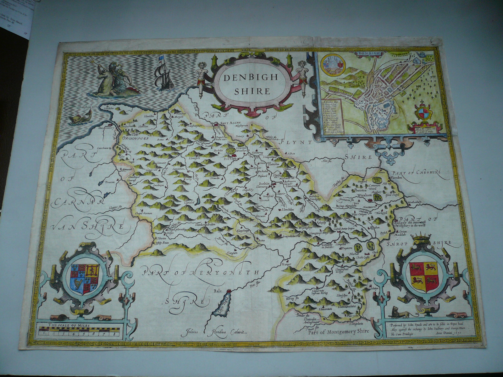 Denbighshire, map by John Speed, circa anno 1620 Artist Speed, John ...