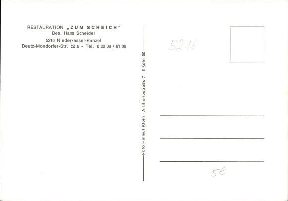 Ansichtskarte / Postkarte Ranzel Niederkassel, Restauration Zum Scheich ...