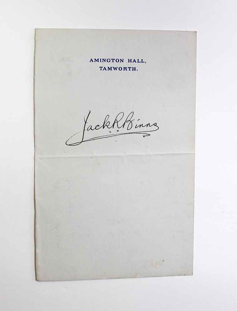 Original Letter Signed by Jack Robert Binns by Jack Robert Binns SIGNED ...