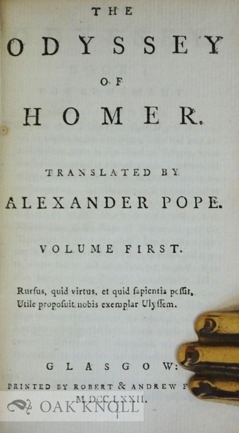 ODYSSEY OF HOMER.|THE by Pope, Alexander: (1772) | Oak Knoll Books ...