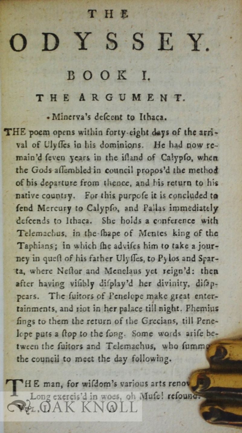 ODYSSEY OF HOMER.|THE by Pope, Alexander: (1772) | Oak Knoll Books ...