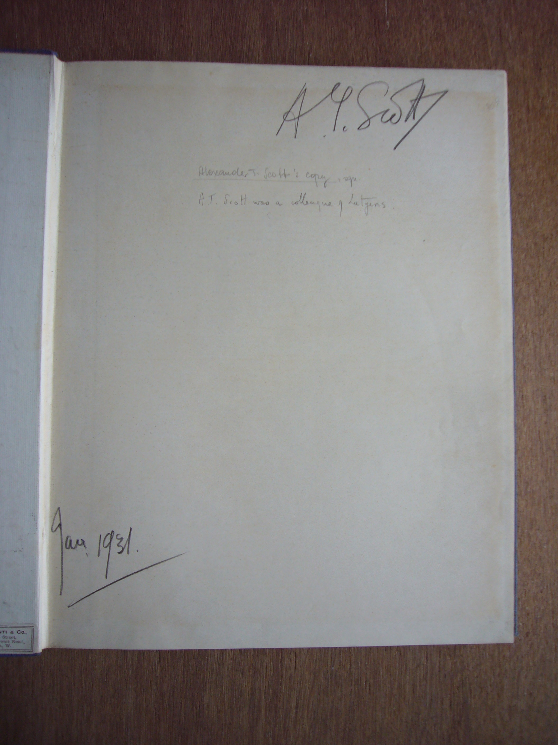 The Plan Requirements of Modern Buildings *SIGNED BY ARCHITECT ...