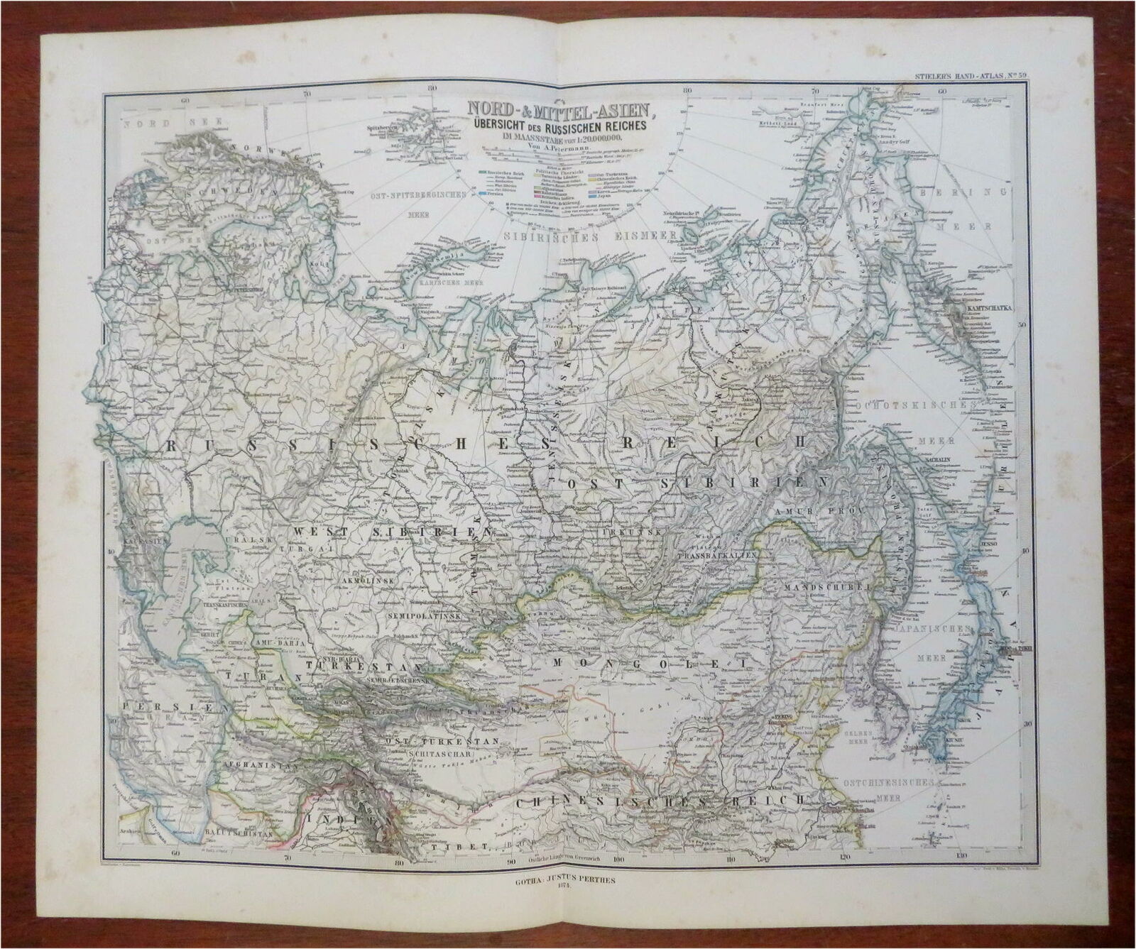 Northern Asia Russian Empire Korea Mongolia Korea Japan 1874 Kuhn ...