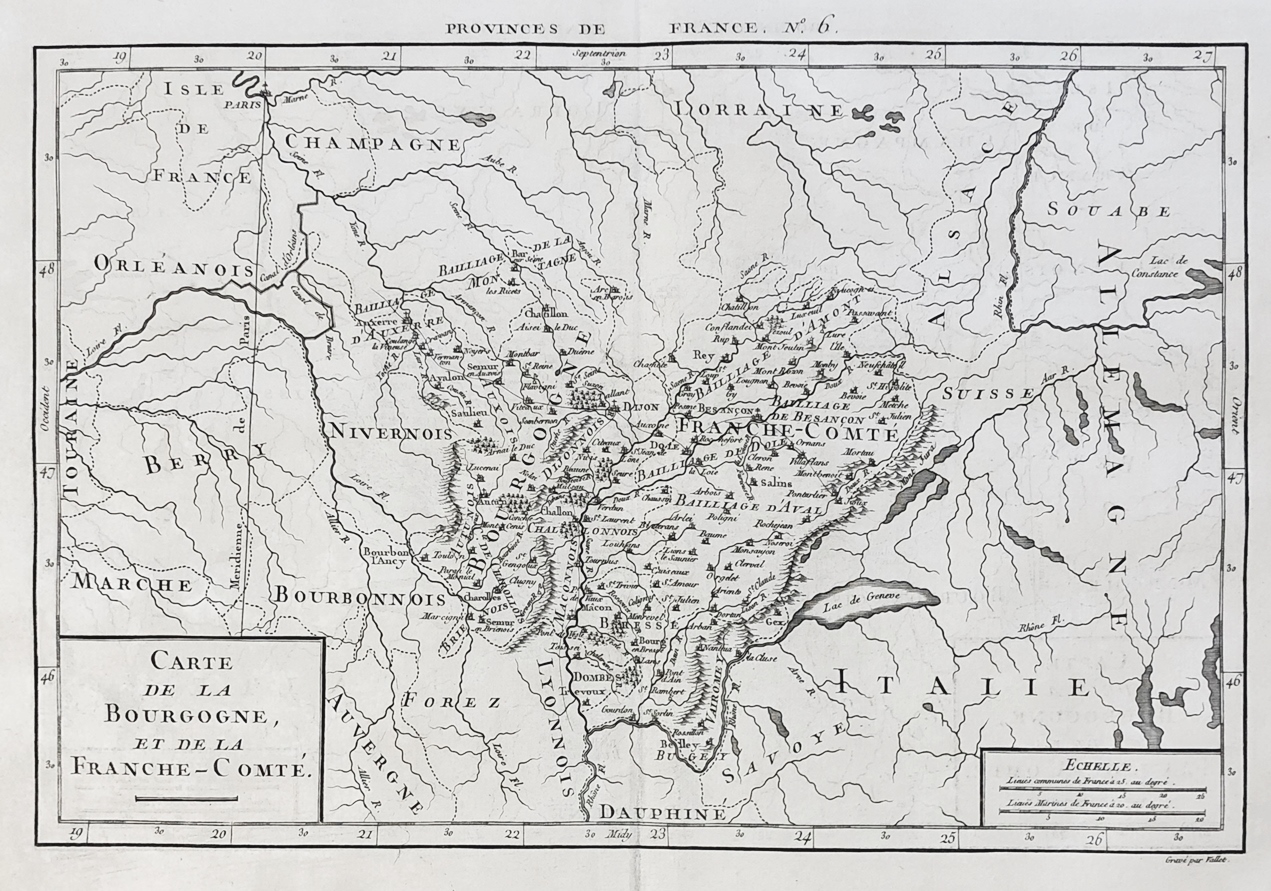 "Carte de la Bourgogne, et de la Franche-Comte." - Bourgogne Franche ...