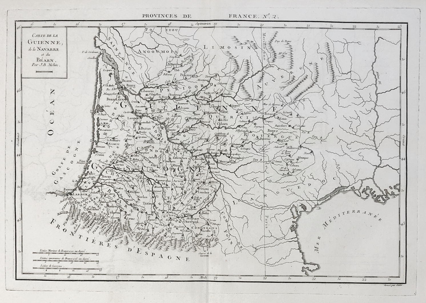 "Carte de la Guienne, de la Navarre et du Bearn." - Guyenne Navarre ...