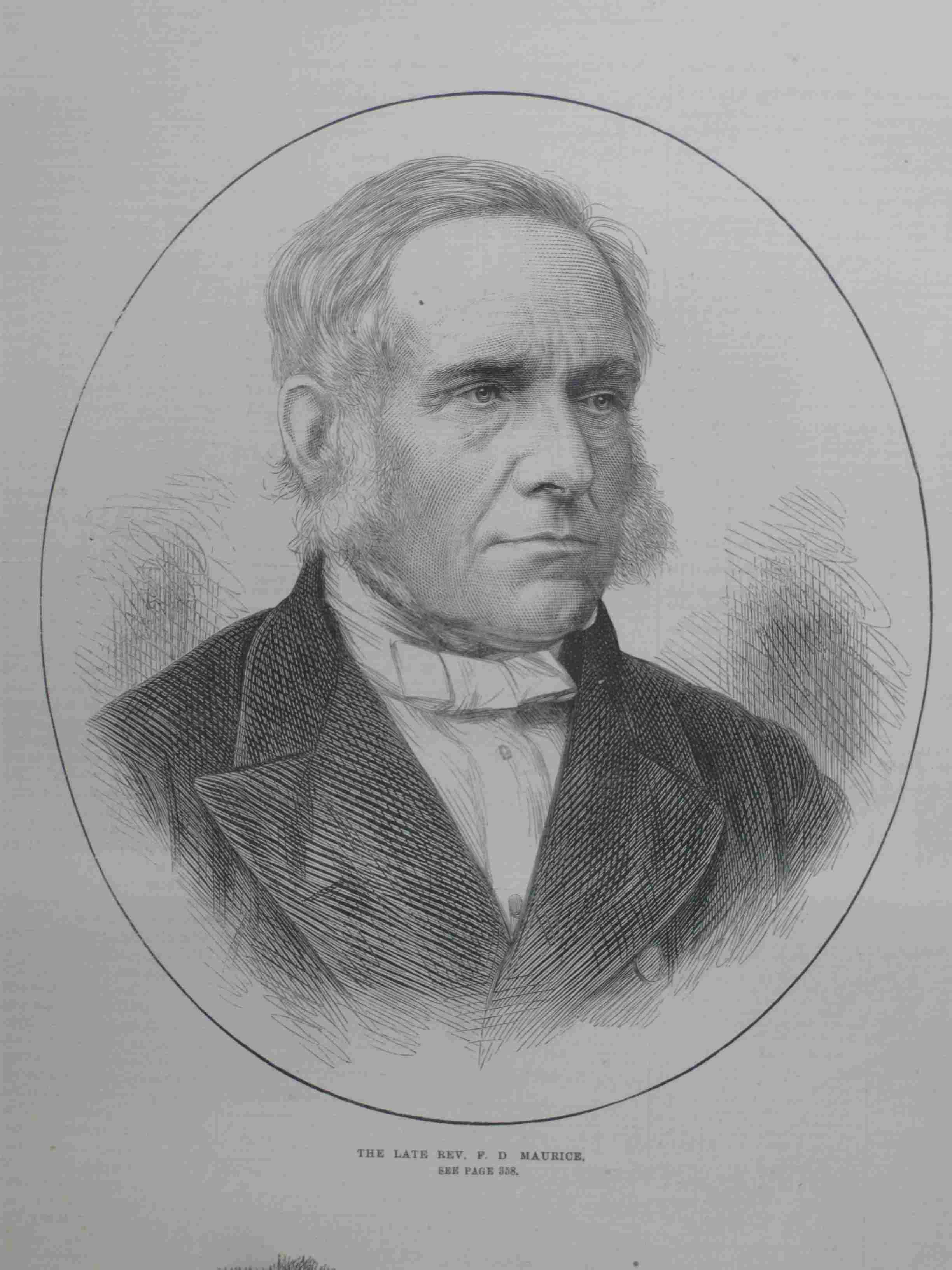 The Late Rev. F.D. Maurice. An Original Wood Engraving. Gravure. Stich ...