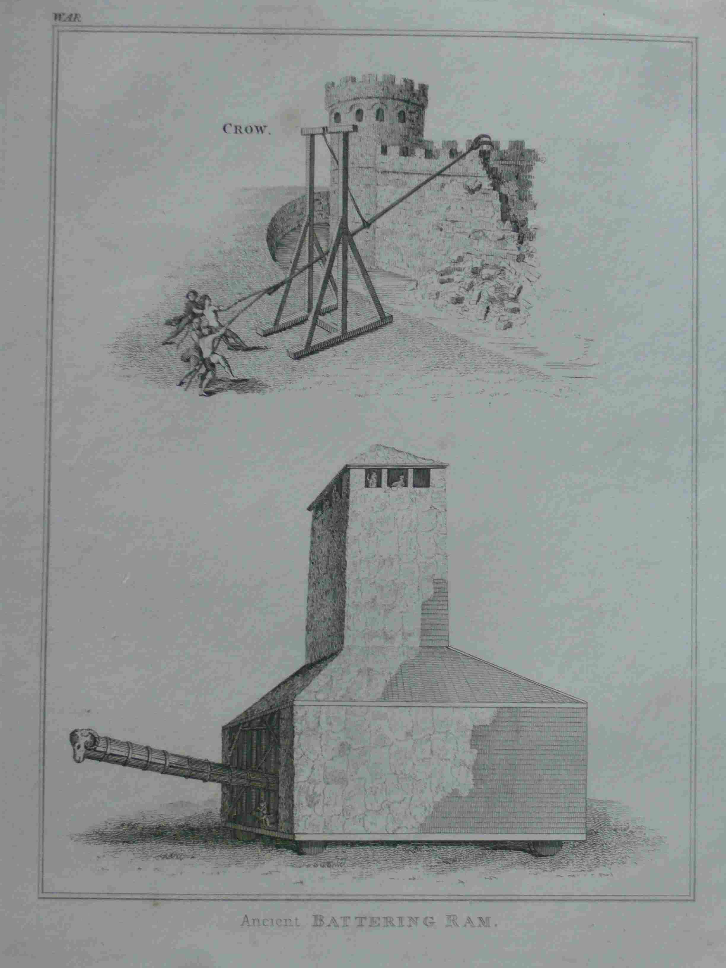 Ancient Battering Ram. War. Original engraved Print: Art / Print ...