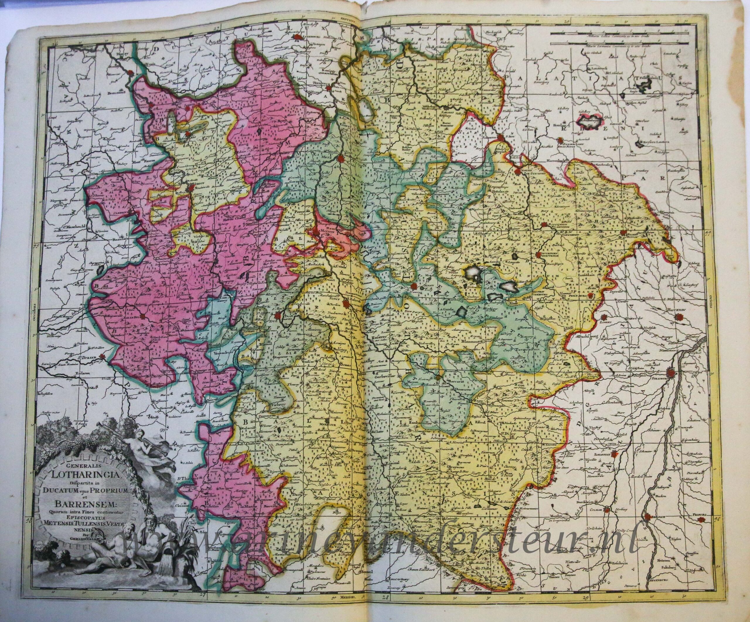 [Antique print, cartography, handcolored engraving] Map of Lorraine ...