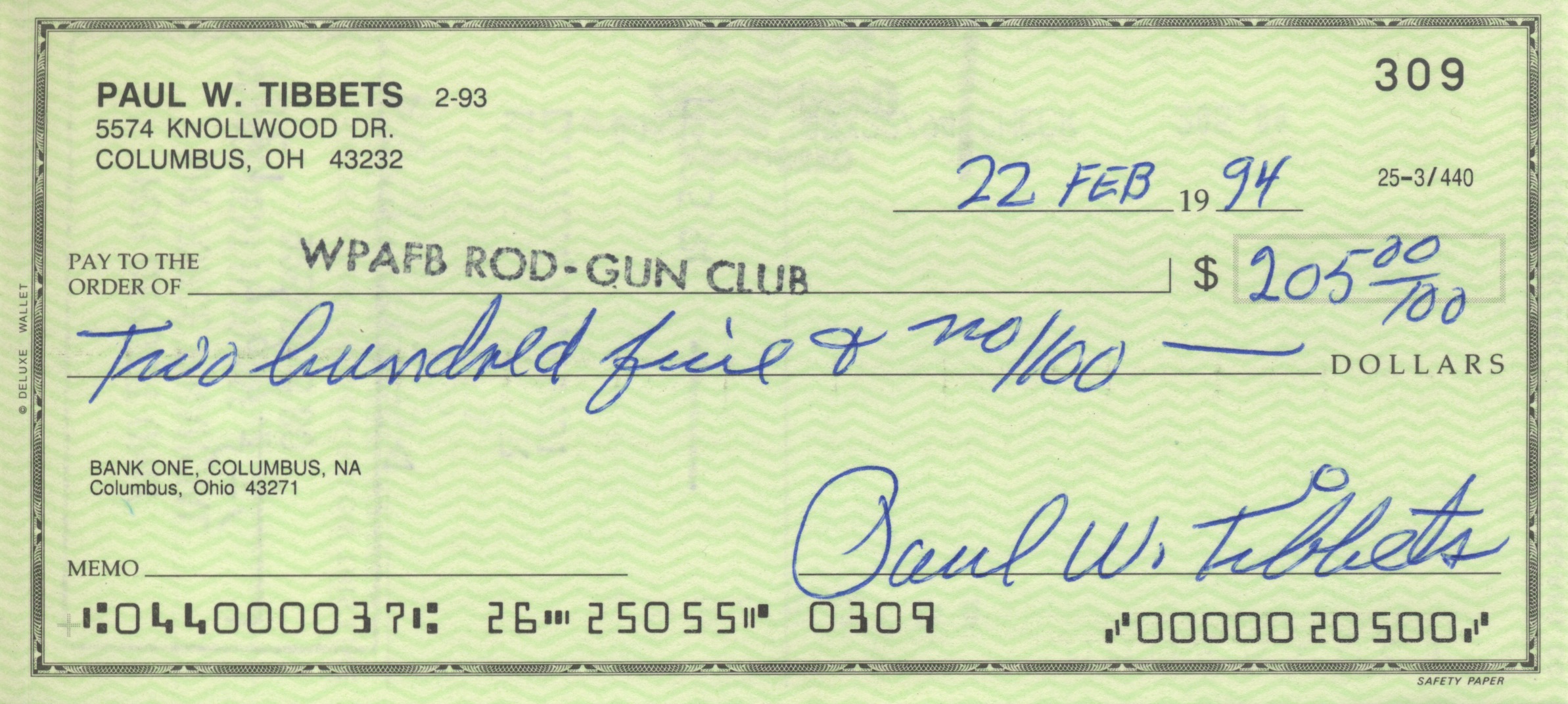 DOCUMENT ***Signed*** by Tibbets, Paul and Thomas Ferebee and George ...