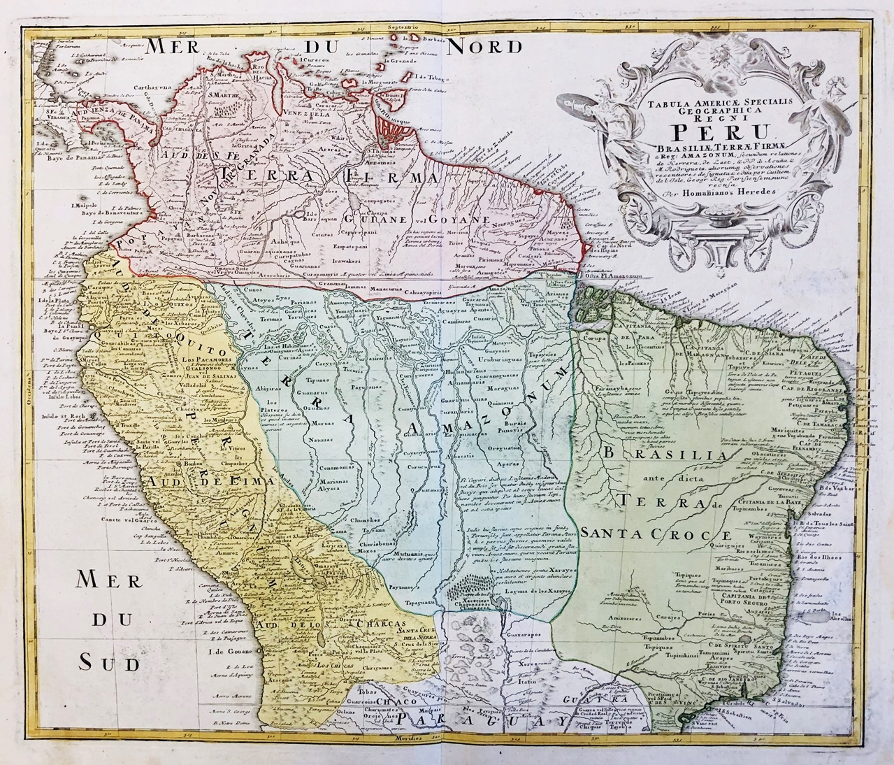 "Tabula Americae Specialis Geographica Regni Peru, Brasiliae, Terra ...