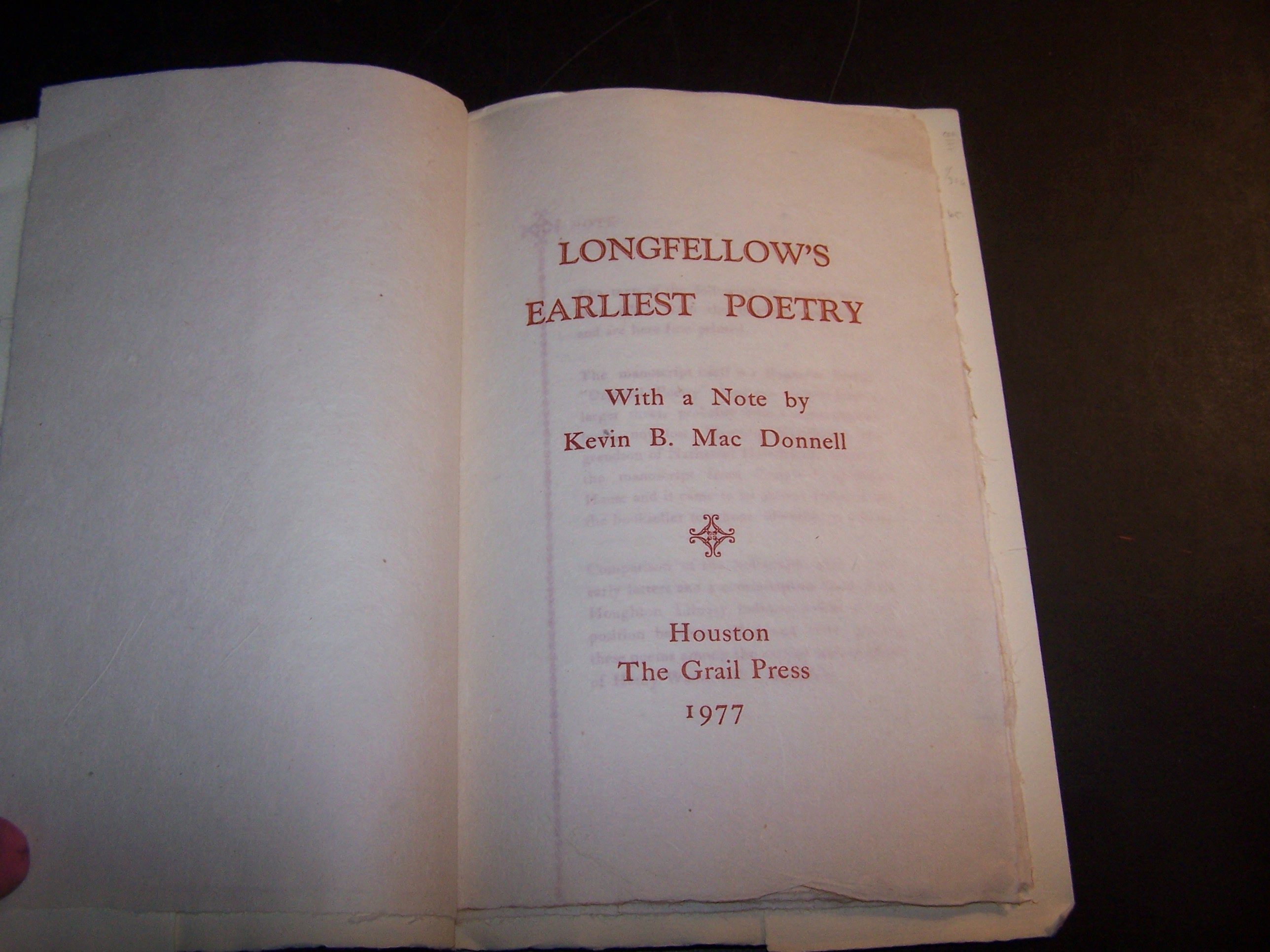 Longfellow's Earliest Poetry with a Note by Kevin B. MacDonnell by ...