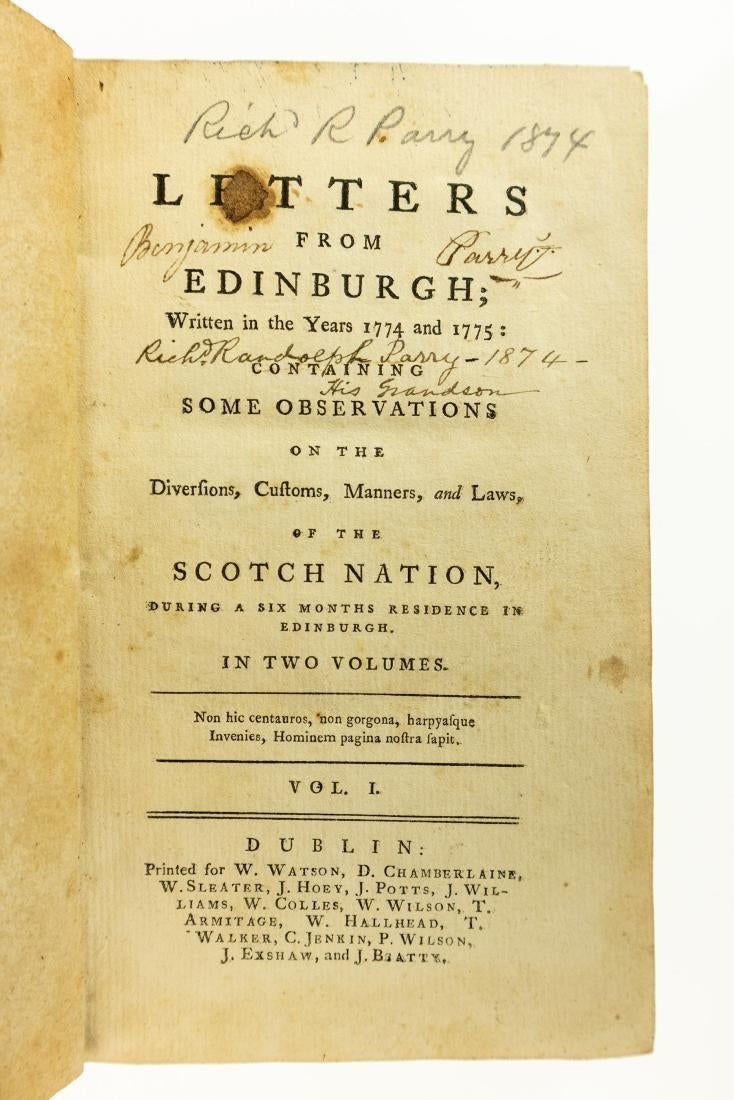 Letters from Edinburgh: Written in the Years 1774 and 1775 (2 vols ...