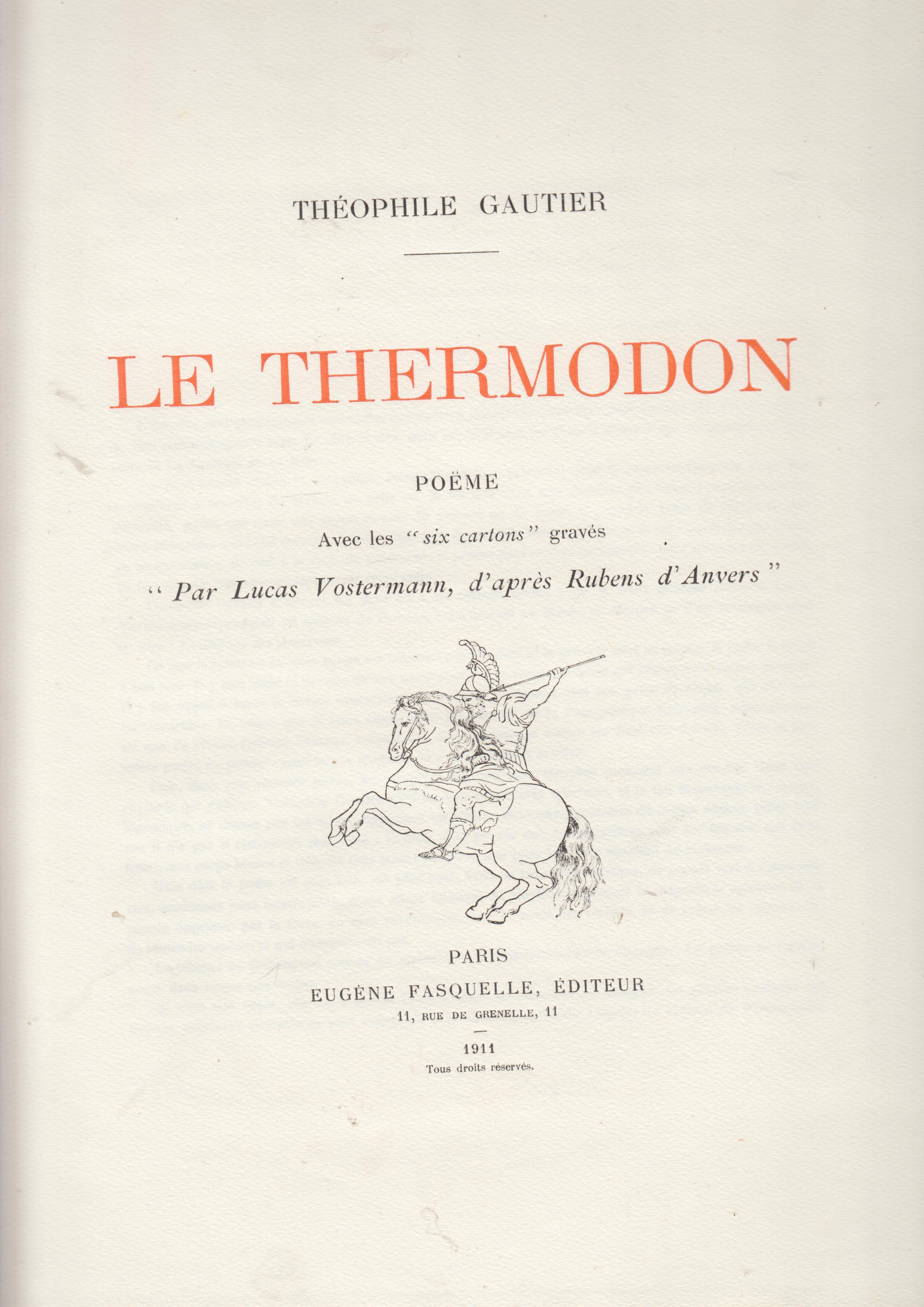 Le Thermodon. Poëme avec les "six cartons" gravés by Théophile Gautier ...