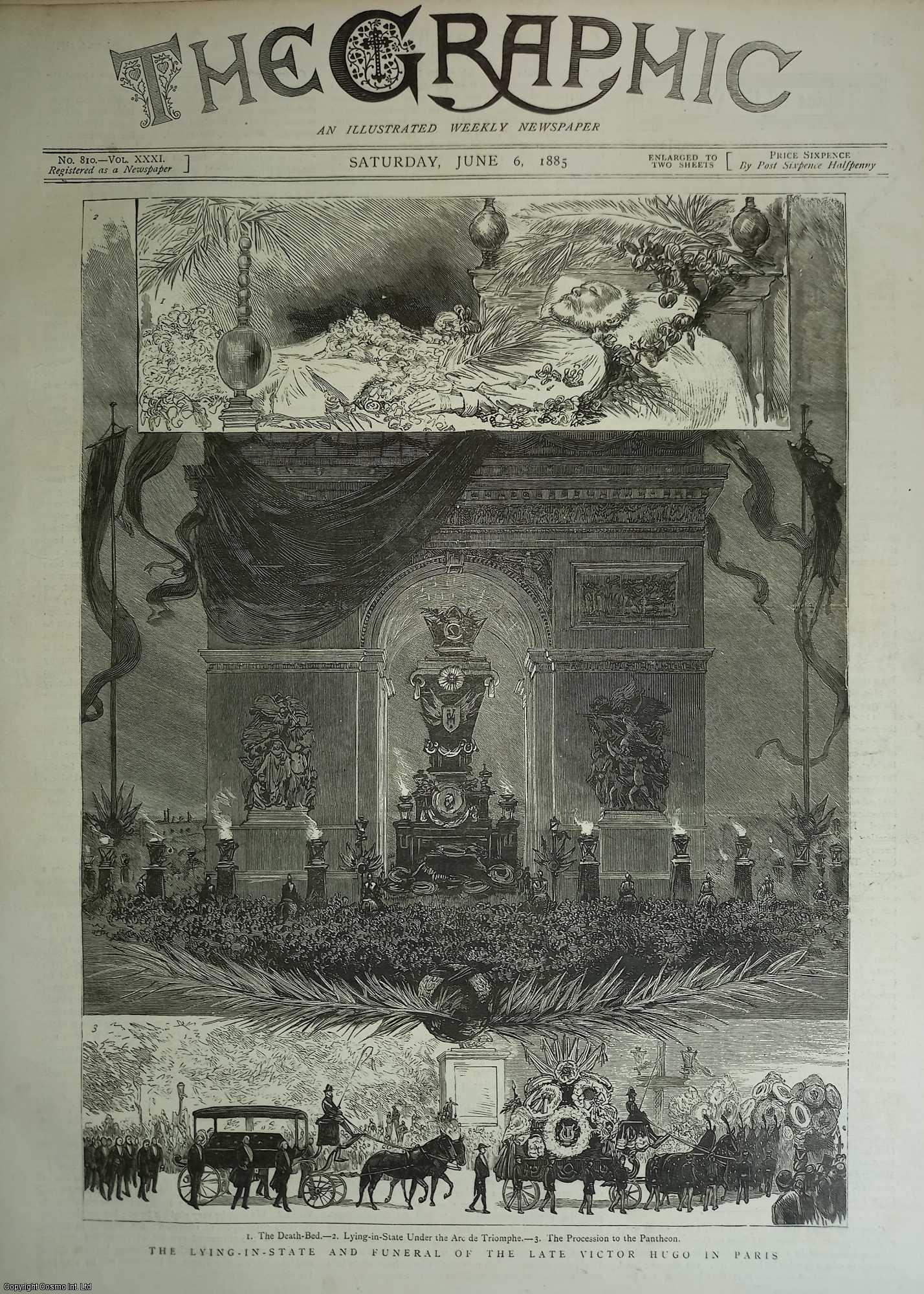 Victor Hugo. A full page woodcut portrait, and a scene from the Lying ...