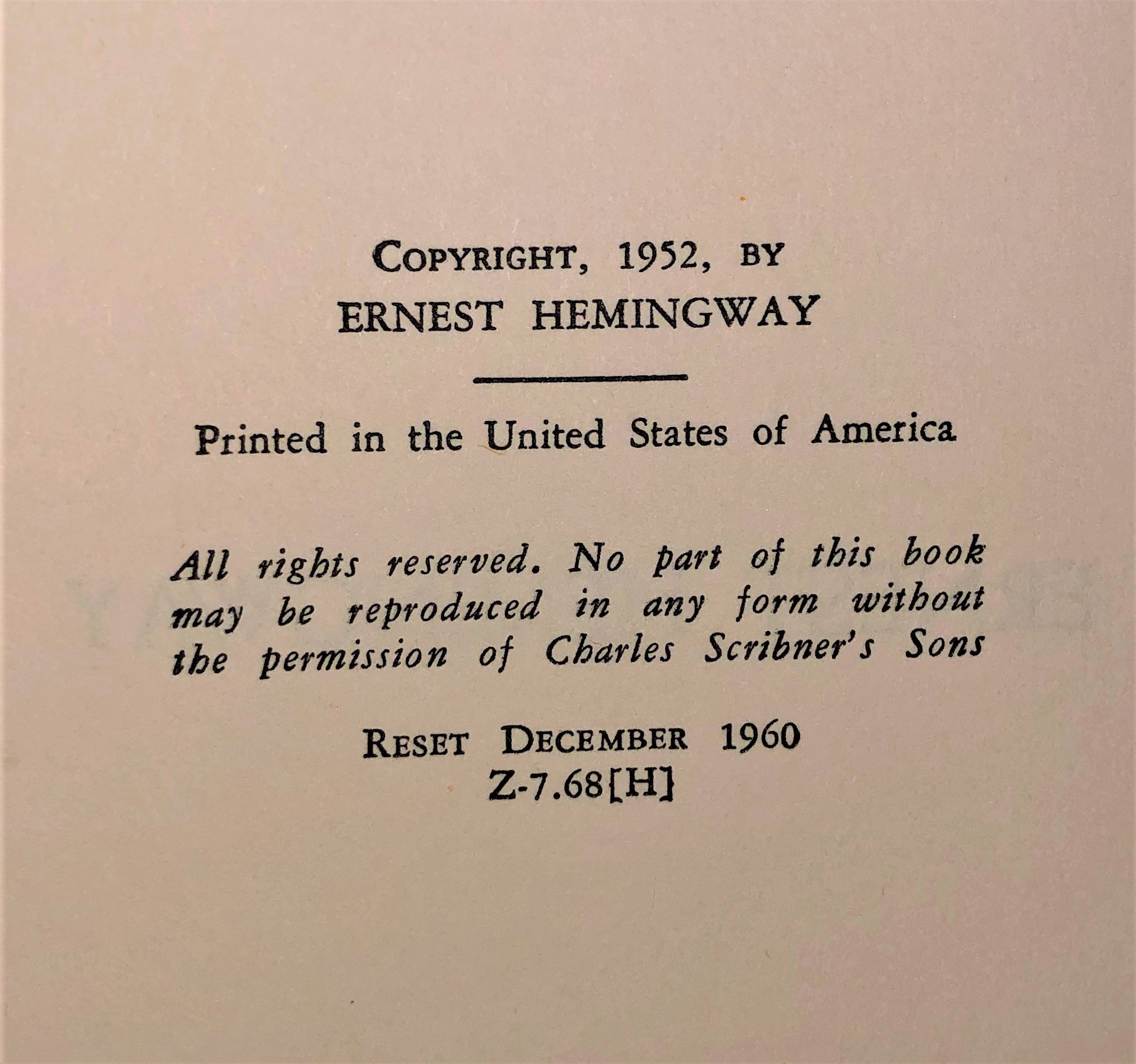The Old Man and the Sea [1960] HCDJ by Ernest Hemingway: Good Hardcover ...