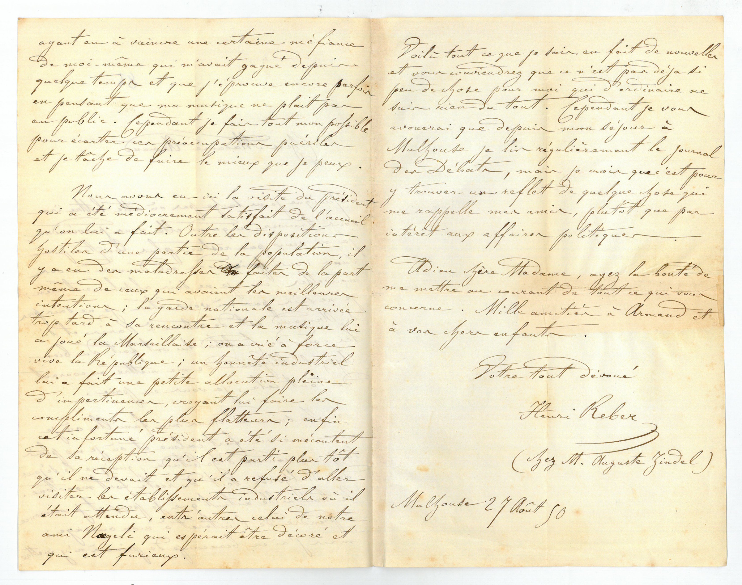 Autograph letter signed. In French. by Reber, Napoléon-Henri, French ...