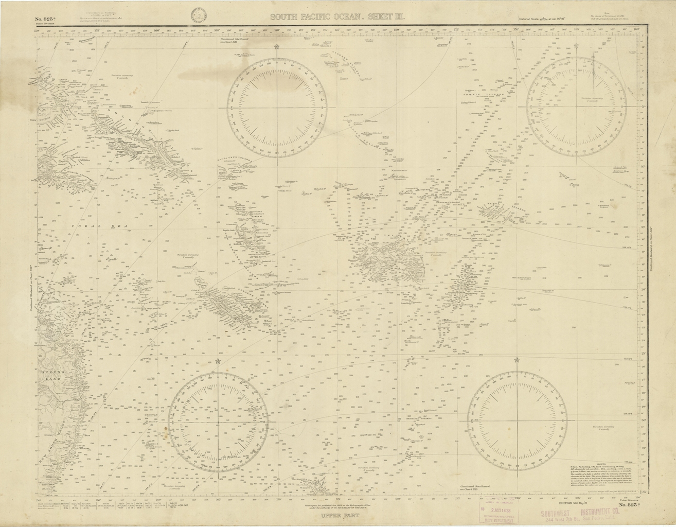 South Pacific Ocean. Sheet III. Admiralty Charts | Barnebys