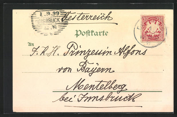 Lithographie s`Bärbele, Autograph von Prinz Alfons von Bayern: (1899 ...