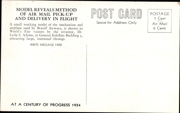 Ansichtskarte / Postkarte Air mail pick up mechanism and delivery in ...