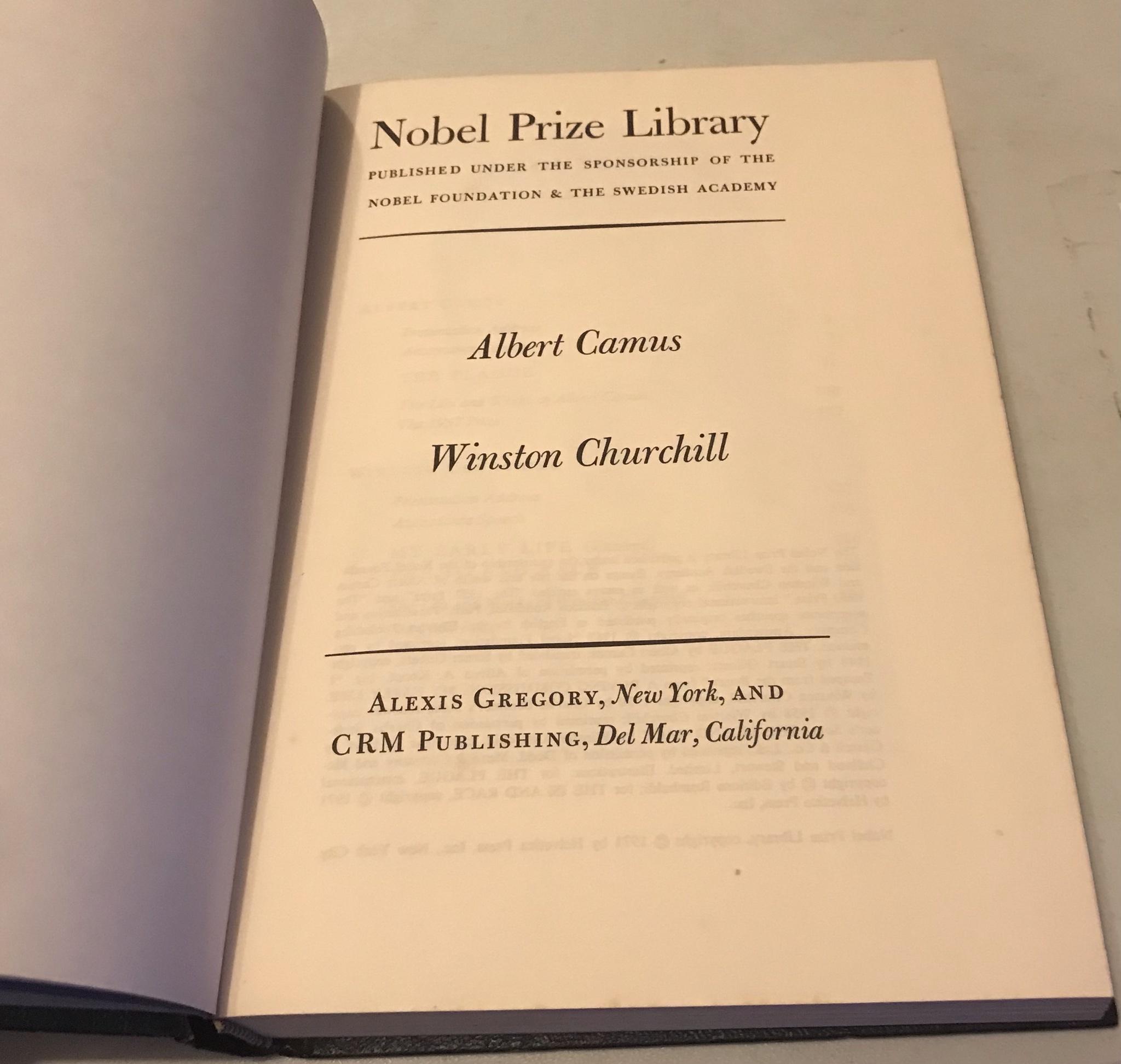 Nobel Prize Library: Albert Camus / Winston Churchill by Albert Camus ...