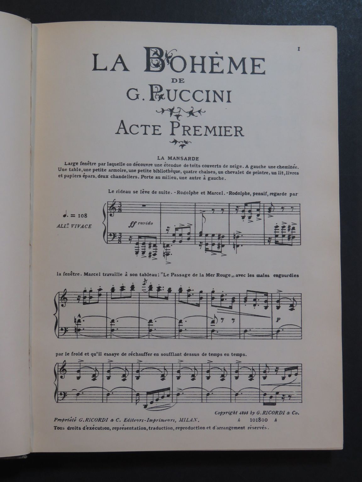 PUCCINI Giacomo La Bohème Opéra Chant Piano 1898 by PUCCINI Giacomo La ...