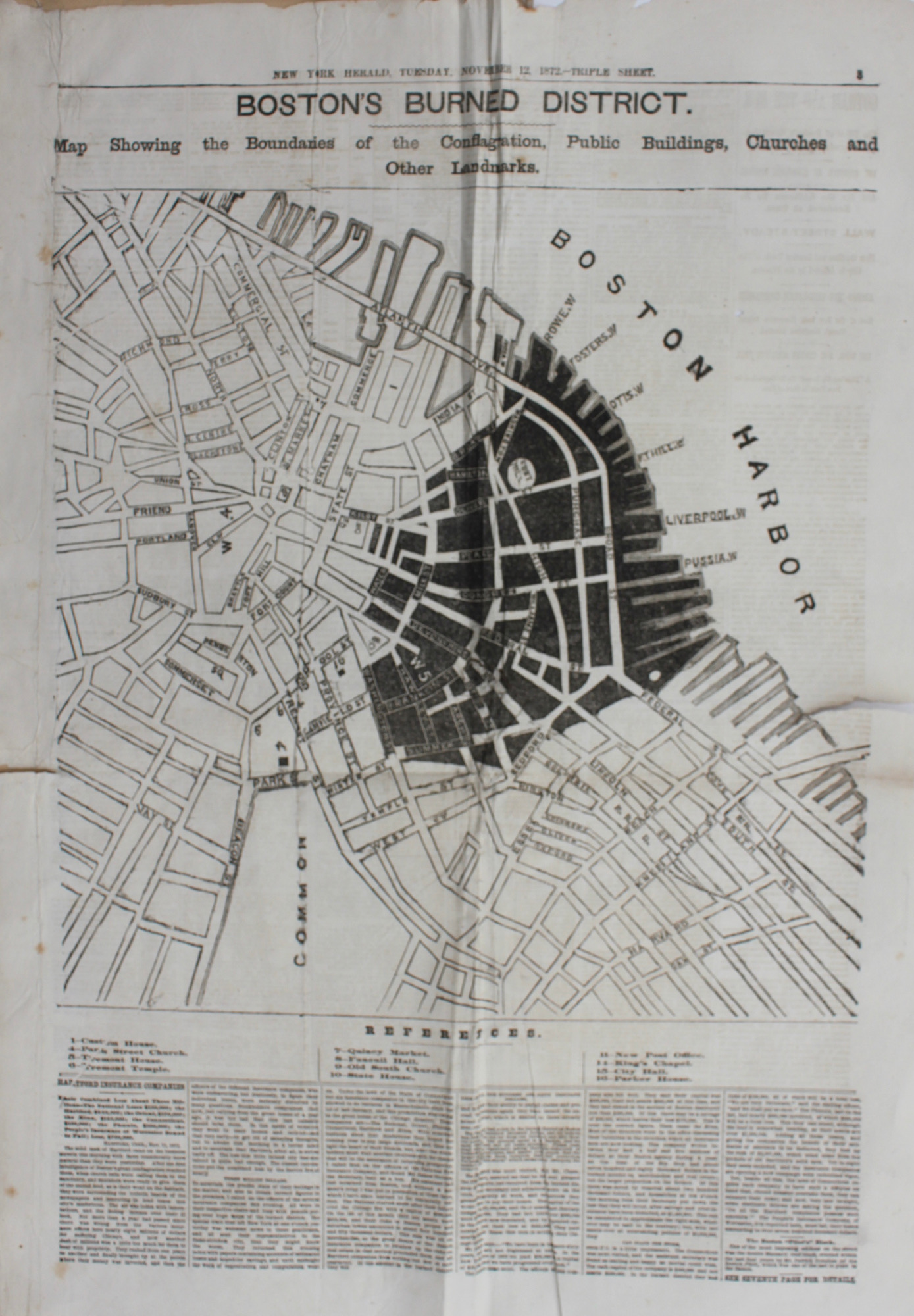 Great Boston Fire. Map of the Burned District. by BOSTON: Map | Michael ...