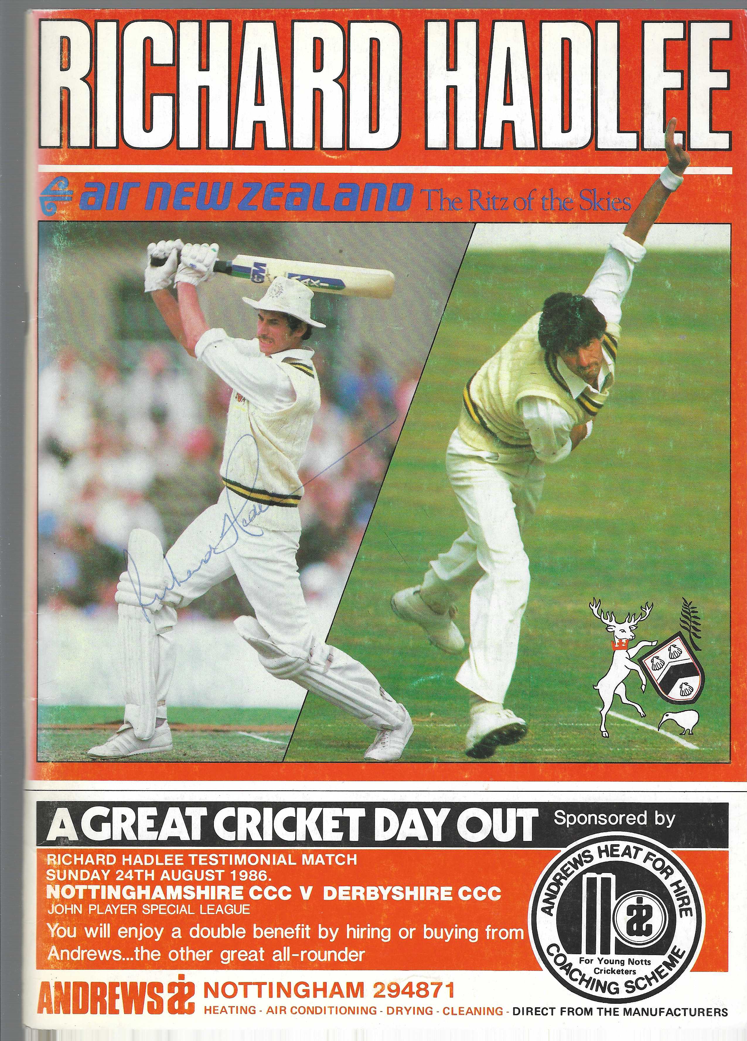 Richard Hadlee Testimonial Brochure [1986] - SIGNED BY RICHARD HADLEE ...