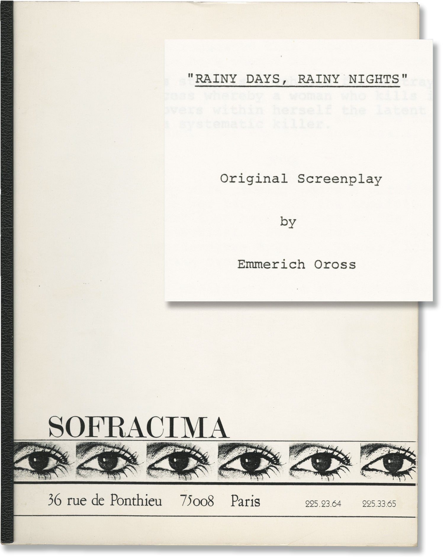 To Kill a Stranger [Rainy Days, Rainy Nights] (Original screenplay for ...