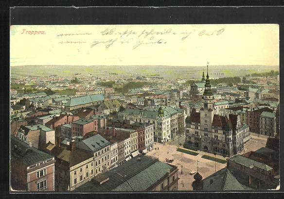 Ansichtskarte Troppau, Panorama: (1914) Manuskript / Papierantiquität ...