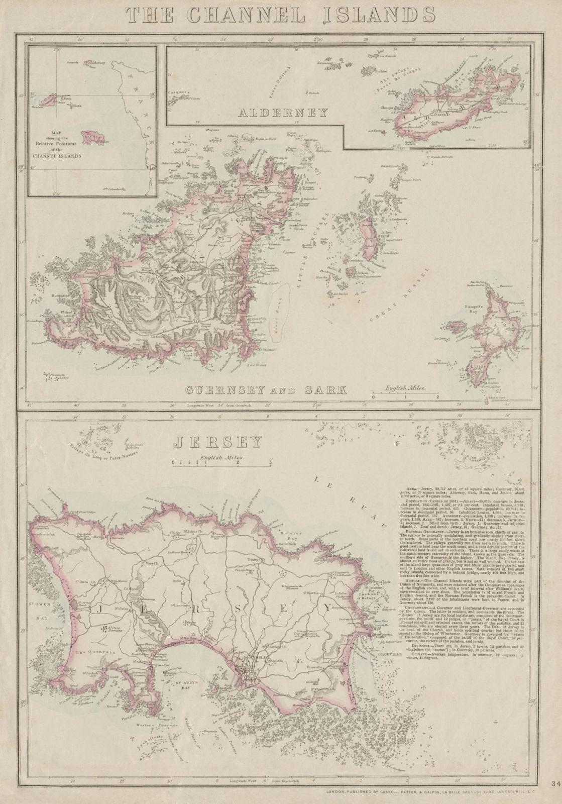 The Channel Islands; Inset Maps of Map showing the relative positions ...