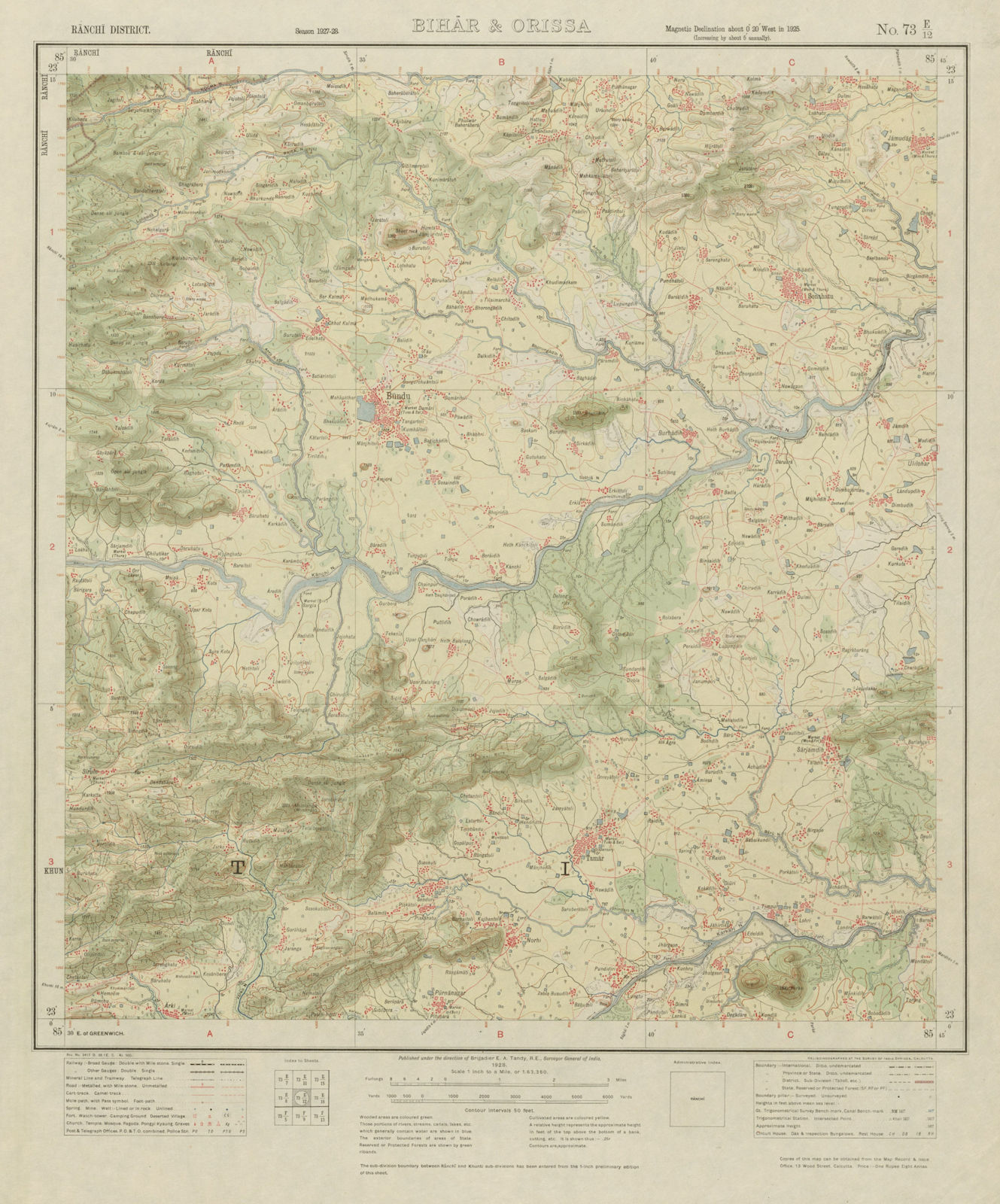 BIHAR & ORISSA - Ranchi District - No. 73 E/12 by Survey of India ...