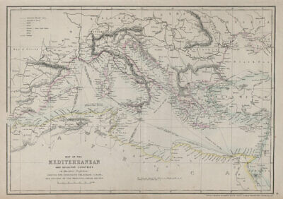 Map of the Mediterranean and Adjacent Countries (on... | Barnebys