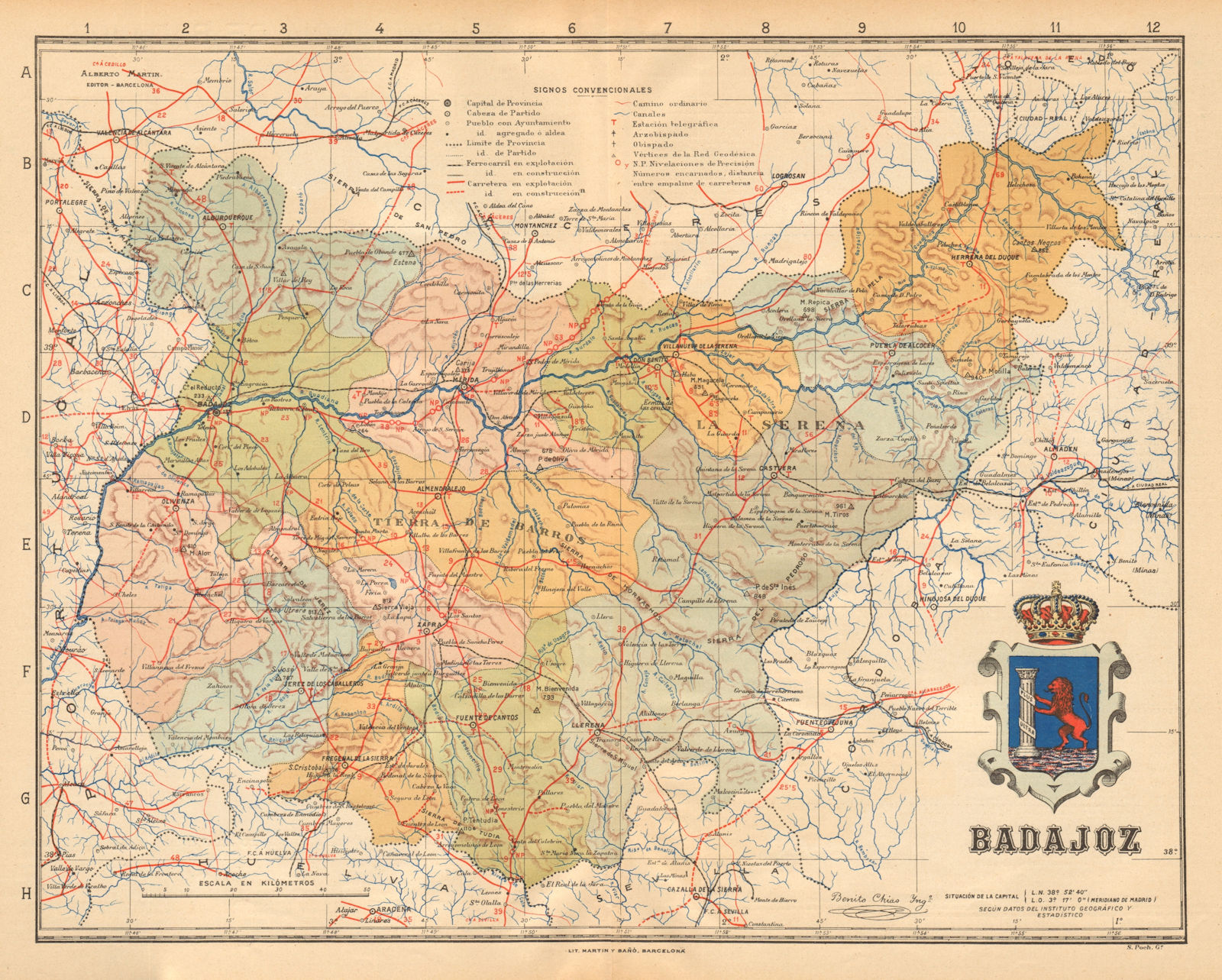 Badajoz by Martin, Alberto: (1911) Map | Antiqua Print Gallery