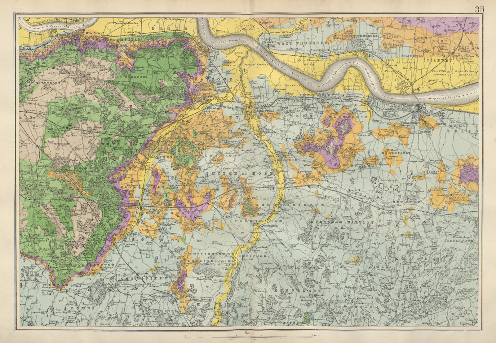 [Geological Map of London & Environs showing the... | Barnebys