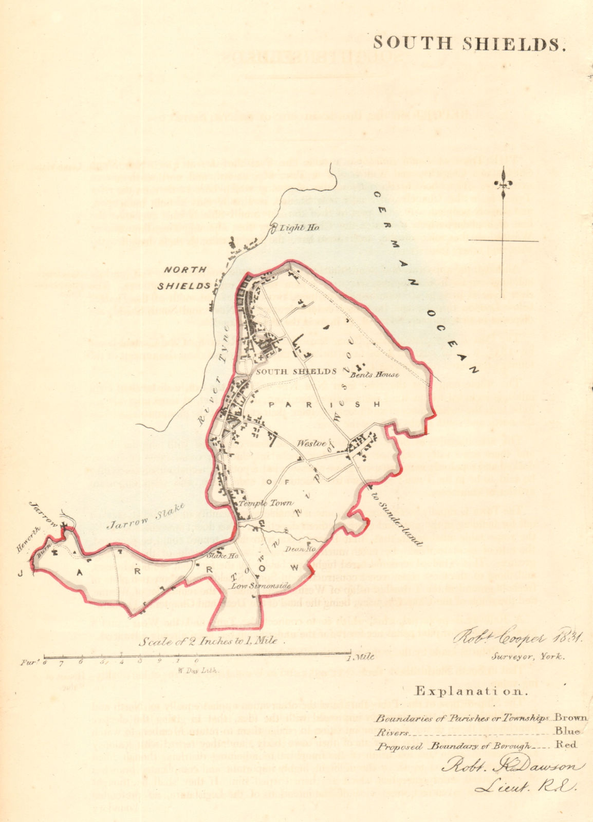 South Shields by Dawson, Robert: (1832) Map | Antiqua Print Gallery