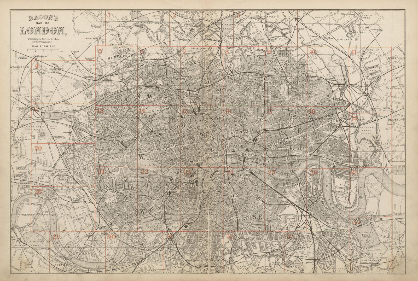Bacon's Map of London, forming an index to the maps on the nine-inch ...