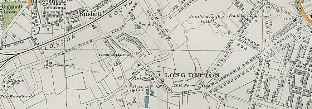Sheet 24 from Bacon's 1913 London street atlas covering part of South ...