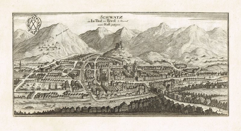 Schwatz im InThal im Tyrol 3 Stund unter Hall gelegen. by Tirol ...