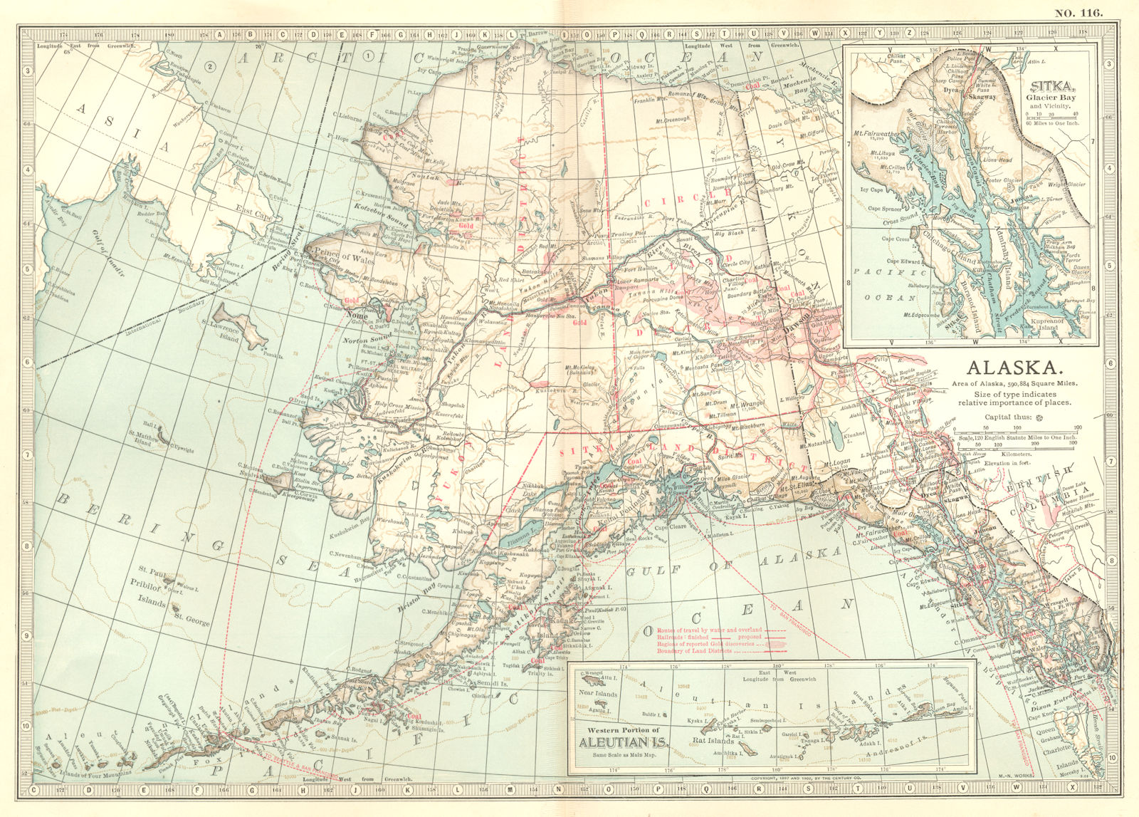 Alaska; Inset map of Western Portion of Aleutian Islands, Sitka ...