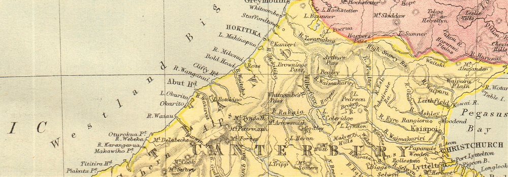 South Island New Zealand; Inset maps of Environs of Christchurch & Port ...