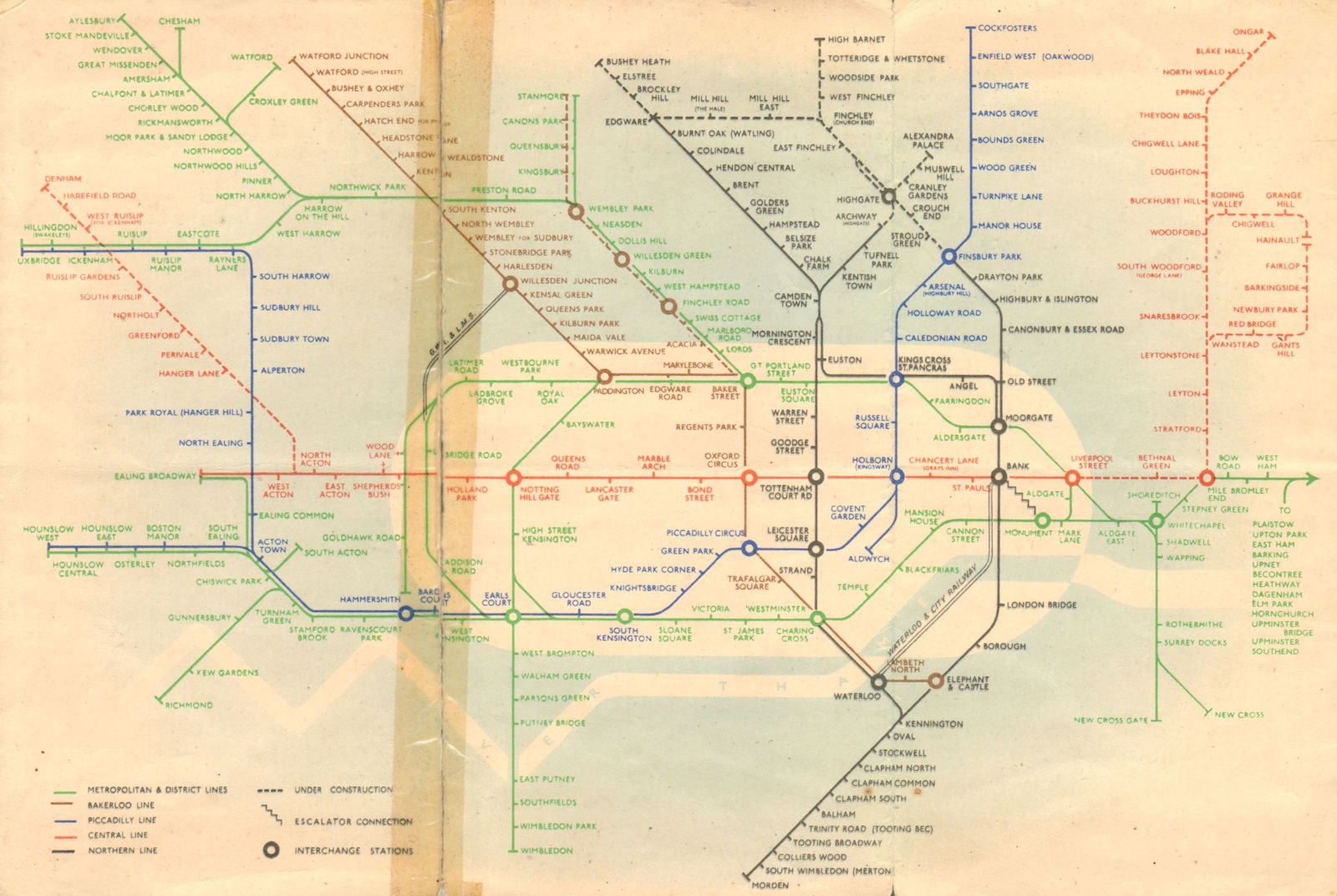 London Underground Transport - Railway Map No 2. 1939 '' (1/4/1939.2036 ...
