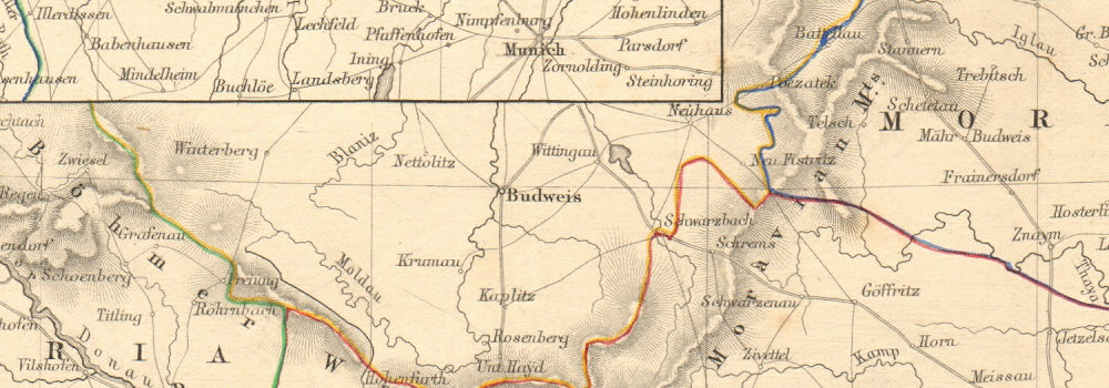 Map of the Valley of the Danube from Ratisbon to Presburg to illustrate ...
