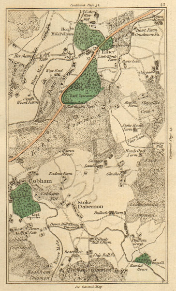 [Map section 42] This antique map section contains all or part of the ...