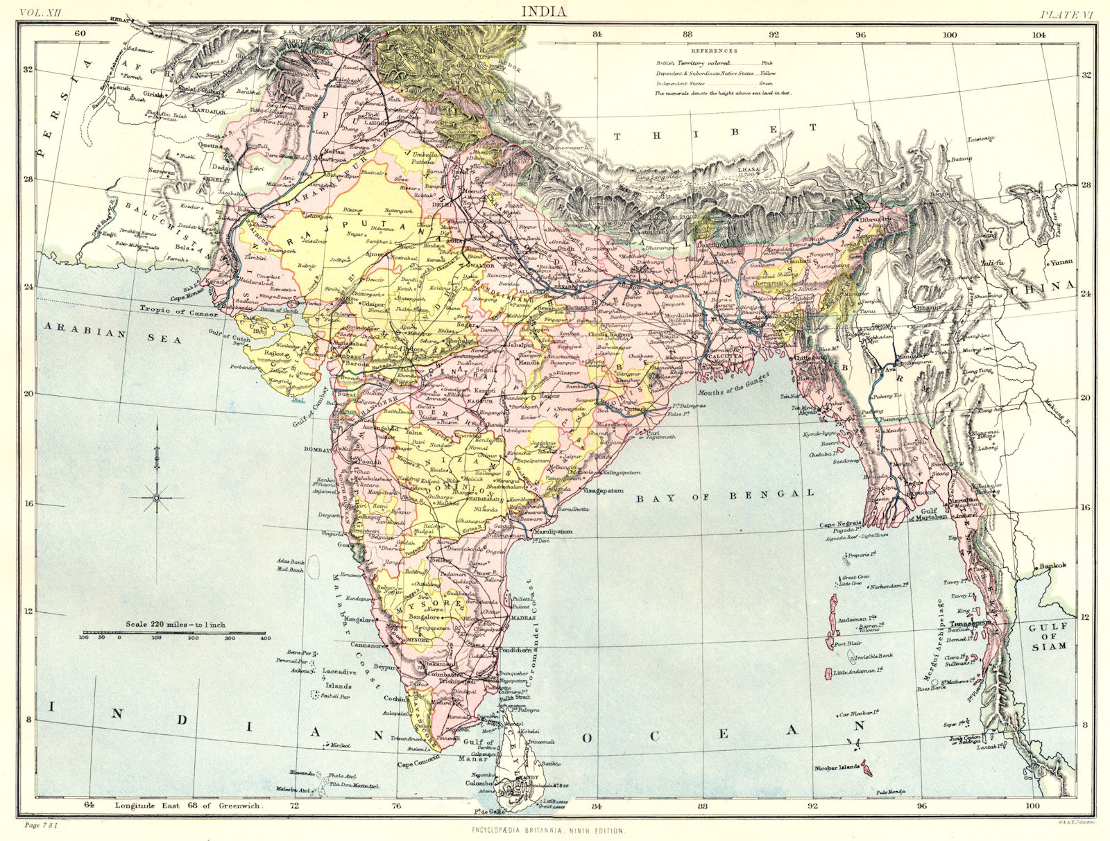 India by Britannica, Encyclopaedia: (1898) Map | Antiqua Print Gallery
