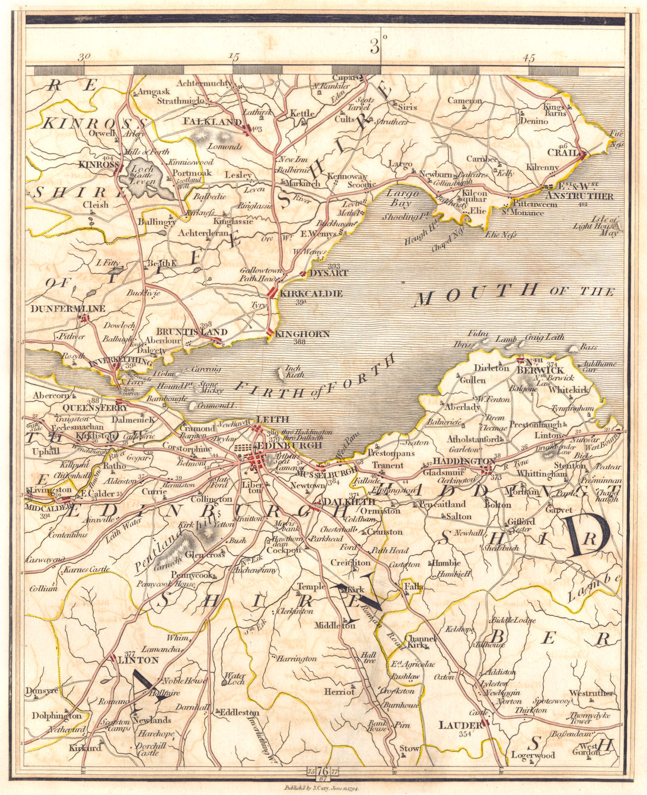 no title - Map section 76 from Cary's New Map of England Wales 1794 ...