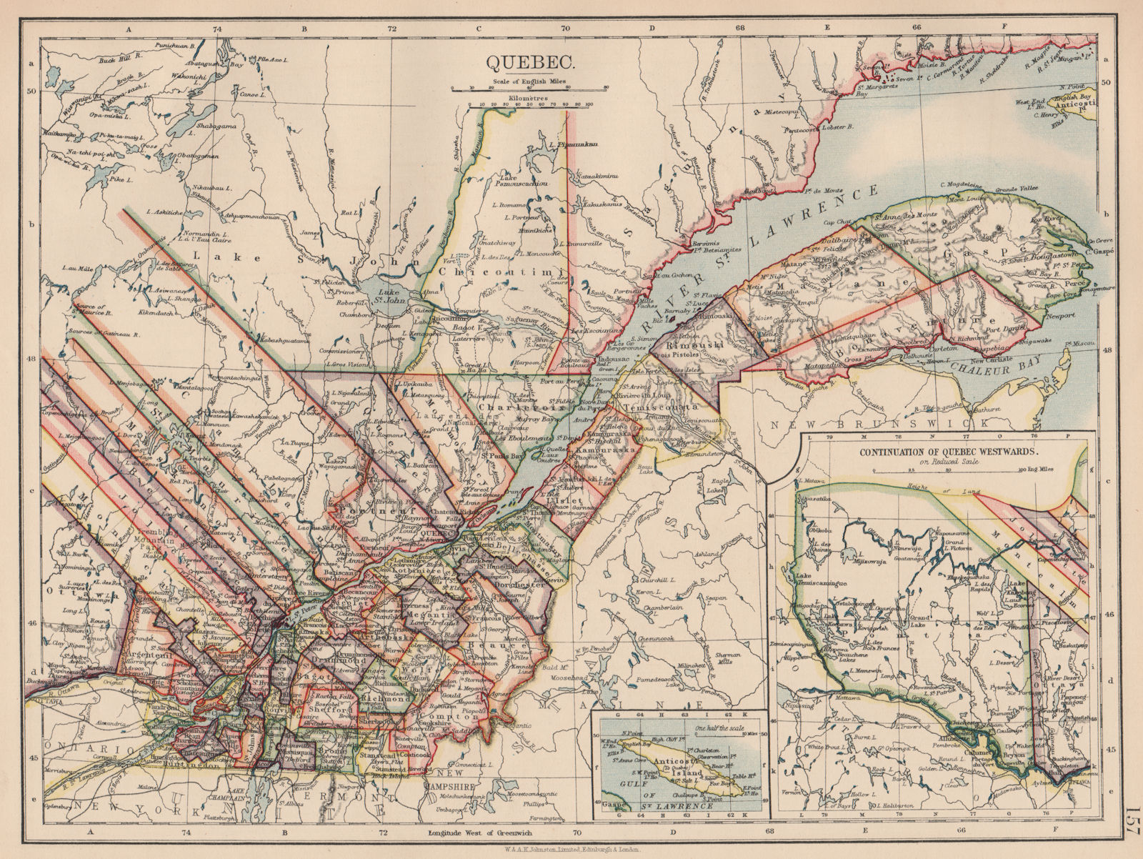 Quebec Inset map of Continuation of Quebec Westwards St. Lawrence by ...