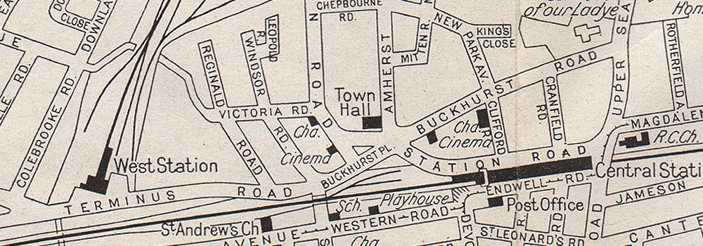 Bexhill by Ward Lock & Co: (1950) Map | Antiqua Print Gallery