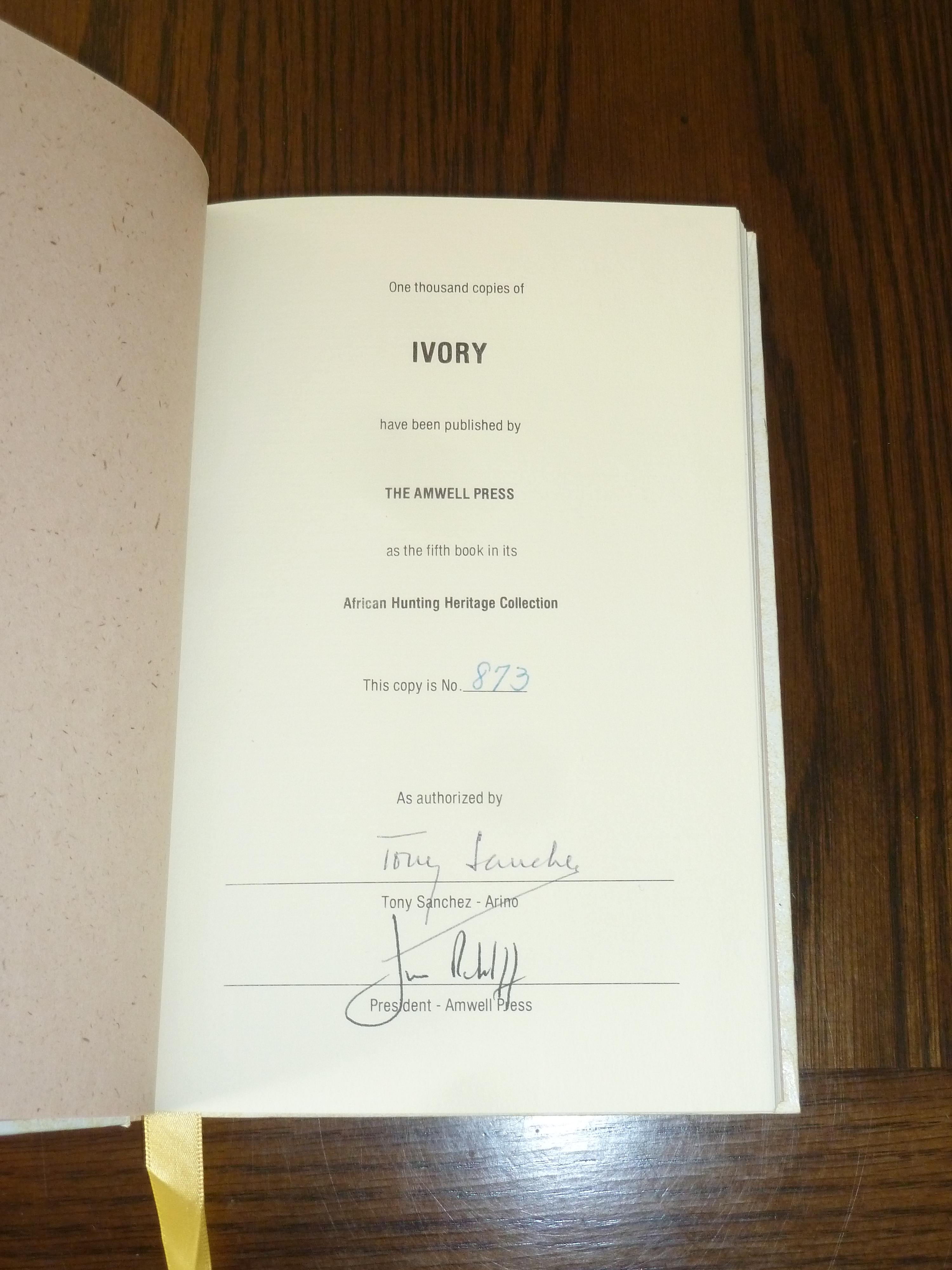 Ivory by Tony Sanchez-Arino: Near Fine Hardcover (1981) #873 of 500 ...